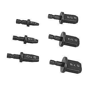 Hilitand 6Pcs Swaging Tool Drill Bits Set, Professional Manual Copper Pipe Swage Tool Drill Bits Triangular Handle, HVAC Repairing Set 7/8'', 3/4'', 5/8'', 1/2'', 3/8'', 1/4'' Bits