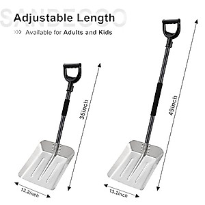 Aluminum Snow Shovel for Snow Removal, 55 inch Long 10.3” Wide Heavy Duty Snow Shovel for Driveway,Lightweight Emergency Shovels with D Grisp Handle for Car,Walkway,Decking,Collapsible Scoop