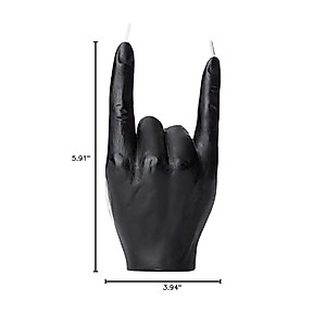 Gute Rock & Roll Hand Candle, Sign of The Horns Hand Gesture Candle, Gift for Music Lovers, Rockers, Bikers, Rock Lovers! - 15x10cm (Black)