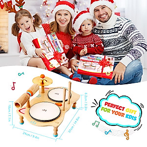 oathx Kids Drum Set All in One Montessori Musical Instruments Set Toddler Toys Natural Wooden Music Kit Baby Sensory Toys Months Birthday Gifts for Girls Boys
