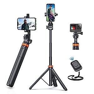 Newest 62" Phone Tripod, EUCOS Selfie Stick Tripod with Remote, Upgraded iPhone Tripod Stand & Travel Tripod, Solidest Cell Phone Tripod Compatible with iPhone 14/13/12 Pro Max/Samsung/GoPro/DJI