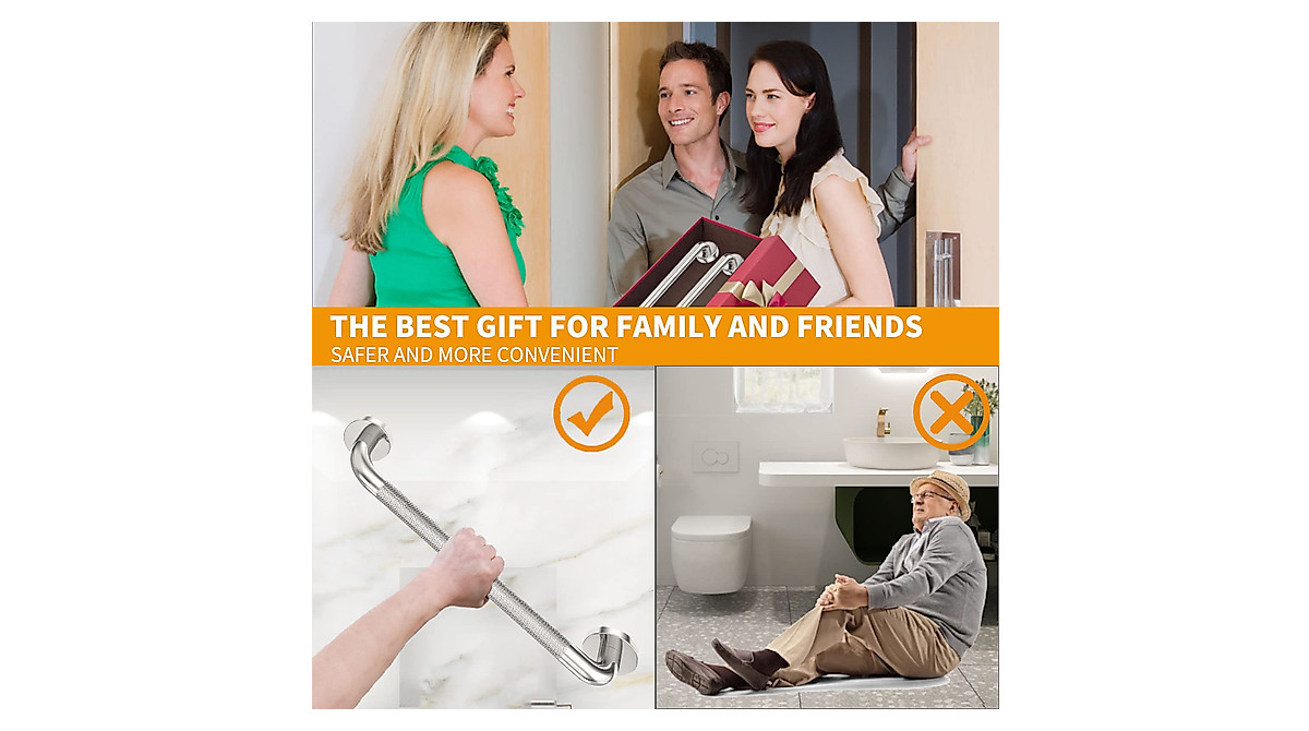 2 Pack ADA Compliant Shower Grab Bars - Safe & Durable 18 Inch ...