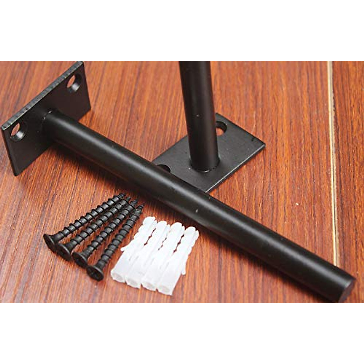 16 Pcs 6" Black Solid Steel Floating Shelf Bracket Blind Shelf Supports - Hidden Brackets for Floating Wood Shelves - Concealed Blind Shelf Support – Screws and Wall Plugs Included