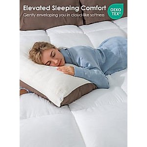 QUEEN ROSE Mattress Topper King, Extra Soft Pillow Top King Mattress Topper, Cooling Thick Plush Bed Topper Snow Down Alternative, Baffle Box White, for Back Pain Relief