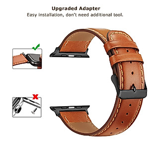 Tasikar Bands Compatible with Apple Watch Band 49mm 46mm 45mm 44mm 42mm Men Genuine Leather Replacement Bands Compatible with Apple Watch Ultra 2 SE Series 10 9 8 7 6 5 4 3 2 1, Classic Brown