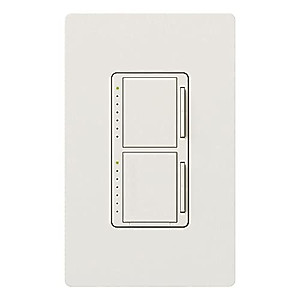 Lutron Maestro Dual Digital Dimmer Switch for Incandescent Bulbs, 300-Watt/Single-Pole, MA-L3L3-WH, White