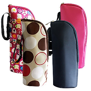Rolin Roly 2 Pack Bottle Cooler Bag Baby Bottle Organizer with Strap Baby Thermal Insulated Bags Portable Multipurpose Breastmilk Tote 8 x 8 x 24cm (Love + wave)