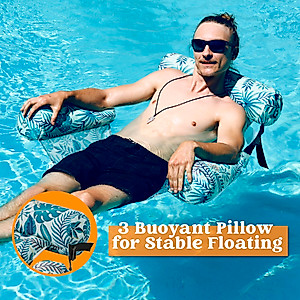 Sloosh Pool Floats Chairs Adult, Inflatable Pool Lounge Chairs,Plant Pattern Floating Pool Hammock Chair for Adults,Blow up Pool Noodles Floats for Pool Party Summer Water Fun(Tropical Leaves)