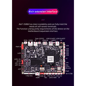 youyeetoo AIOT-3588A Intelligent self-Service Terminal Motherboard, Equipped with Rockchip RK3588 Octa-core, 6 Tops NPU, Android 12.0 (4+32G)