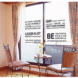 Large Quotes Wall Decal Inspirational Stickers Motivational Family Saying Decorative Nursery Art Kids Baby Home Letters Vinyl Peel & Stick Mural Art in This House We are a Family Love (Large)