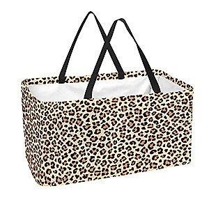 YWEGoodz Shopping Baskets Reusable Foldable Grocery Bag Storage Basket Large Storage Bins Basket Cheetah Leopard Skin Print, Multicolor, 22 x 12.6 x 11.4 inch