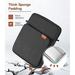 MoKo 13.3-14 Inch Laptop Sleeve Bag Fits MacBook Pro 13" M2 2022/Pro M1 Pro/M1 Max 14.2 2021, MacBook Air 13.6" M2 2022, Tab S8 Ultra 14.6", Handle Carrying Case with Shoulder Strap, Black & Gray