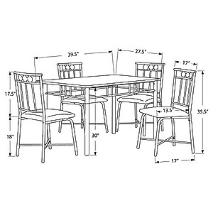 Monarch Specialties 1018 Table, 5pcs, Small, 40" Rectangular, Kitchen, Metal, Laminate, Black, Contemporary, Modern Dining Set, 40" x 28" x 30"