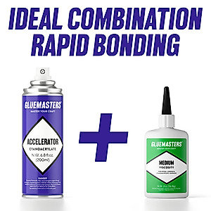 Professional Cyanoacrylate Super Glue Accelerator by GLUE MASTERS - (6.8 fl. oz) Aerosol Activator for instant adhesion for CA glues