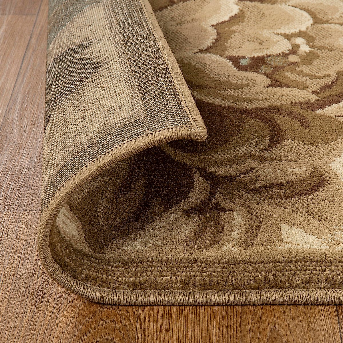 Superior Indoor Area Rug, Jute Backing, Plush Modern Farmhouse Rug for Entryway, Living Room, Kitchen Floors, Bedroom, Office Floor Cover, Soft Floral Scroll Rugs, Rinceau Collection, 5' x 8', Taupe