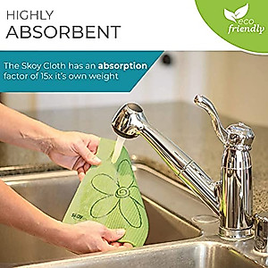 Skoy Cloth Eco-Friendly and Reusable Swedish Dishcloth, for Kitchen and Household Use, Environmentally Friendly, Plastic-Free, Apple Green, 8-Pack