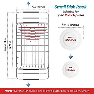 KESOL Expandable Over The Sink Dish Drying Rack / Dish Rack in Sink with Utensil Holder | 304 Stainless Steel Dish Racks for Kitchen Counter | Rustproof Dish Drainer / Sink Drying Rack - Small