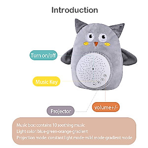 Baby Sleep Soother, Soothing Sound Machine Soft Owl Style with Projector＆Light Music, Sleep Toys Gift for Newborn Baby, Woodland Baby Shower for 0+ Boys or Girls