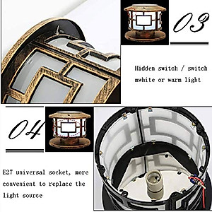 SPNEC Cylindrical Outdoor Column Lamp European Gate Exterior Post Lantern Shop Entrance Villa Home Patio Garden Light Waterproof Lighting Traditional