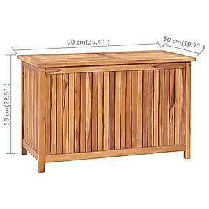 Outdoor Storage Box Teak Wood Garden Deck Box Storage Container Patio Backyard Poolside Balcony Furniture Decor, 35.4"x19.7"x22.8" Solid Teak Wood