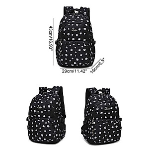 JiaYou School Backpack Dog Paw Prints Daypack For Teens Girls Primary School Students(Black 3PCS,20L)