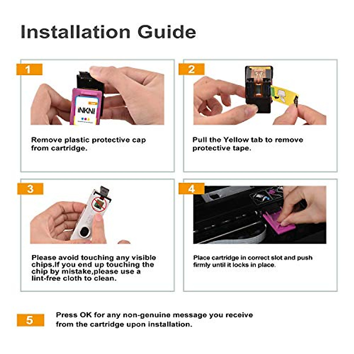 InkNI Remanufactured Ink Cartridge Replacement for HP 62XL 62 XL C2P05AN C2P07AN for OfficeJet 200 250 Envy 5660 7640 7645 5740 5540 5642 5643 5746 5745 5640 5642 8000 Printer (Black Tri-Color)