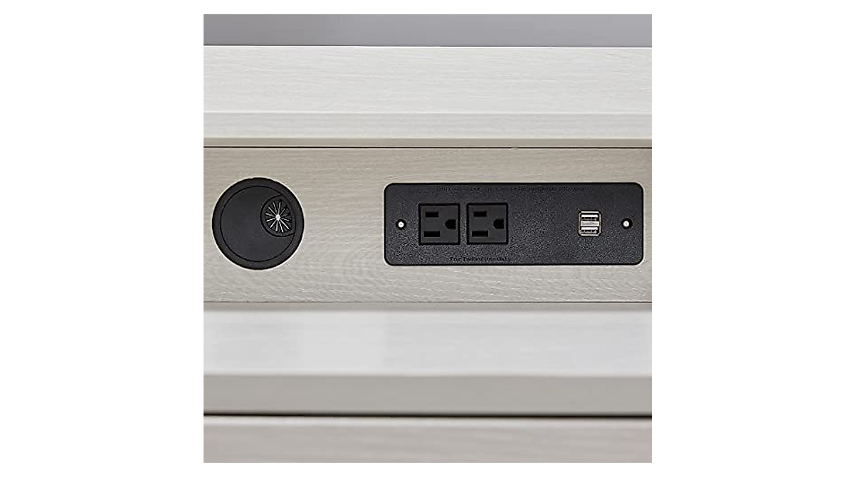 Oak White Computer Desk with Storage & USB Port | Modern Home Office