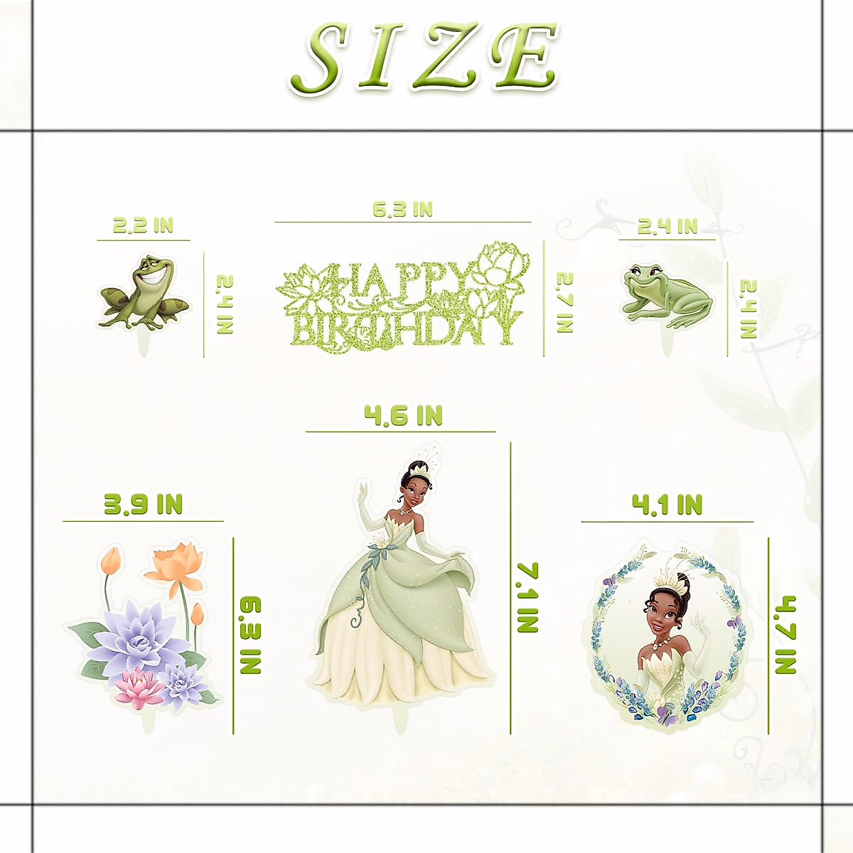 Cake Decorations for Tiana Cake Toppers, Sparkling HB Princess Theme Birthday Supplies Favor, 6 Pcs