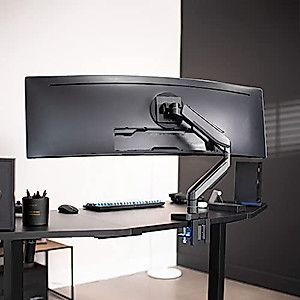 VIVO Premium Aluminum Single Gaming Monitor Arm for Ultrawide Screens up to 49 inches and 44 lbs, Heavy Duty Desk Mount Stand, Pneumatic Height, Max VESA 100x100, Black, STAND-V100D