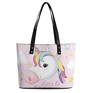 Womens Handbag Unicorn Leather Tote Bag Top Handle Satchel Bags For Lady