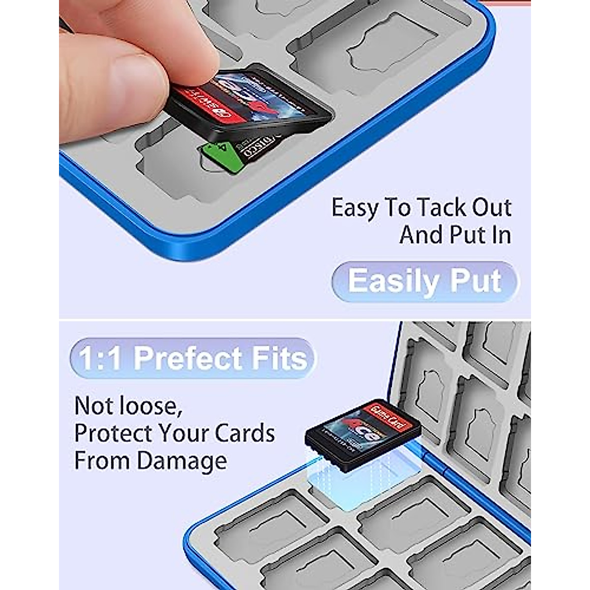 Xinocy for Nintendo Switch Game Case with 24 Game Holder Slots and 24 SD Micro Card Slots for Nintendo Switch/Lite/OLED,Cute Cartoon Games Cartridge Cases for Boys Kids Girls Kawaii Storage Box, SitSd