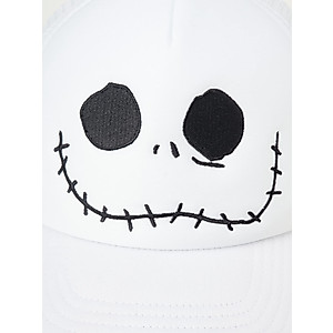 Disney Men?s Nightmare Before Christmas Hat ? Jack Skellington Baseball Cap, Dad Hat, Size One Size, Jack Skellington White