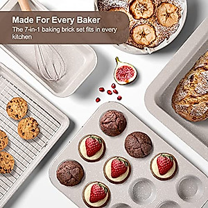 Pots and Pans Set - Nonstick Kitchen Cookware + Bakeware Set Granite Kitchenware Set, Induction Cookware Sets with Frying Pan Stockpot Saucepan Basket Cookie Sheet and Baking Pans for Cooking Gift