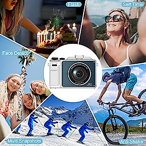 Digital Camera for YouTube 48MP Digital Camera for Photography Dual Cameras Video, 16X Digital Zoom, 32GB TF Card