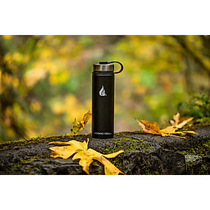 HYDRO CELL Stainless Steel Insulated Water Bottle with Straw - For Cold & Hot Drinks - Metal Vacuum Flask with Screw Cap and Modern Leakproof Sport Thermos for Kids & Adults (Black 24oz)
