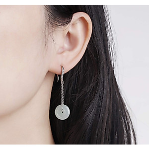 Jade Earrings Jade Clasp Fashion And Elegant Jewelry Earrings Sterling Silver Ear Hook For Women.