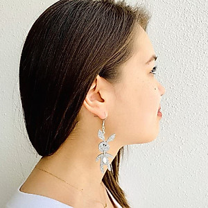 Easter Bunny Carrot Acrylic Earrings Women Asymmetric Rabbit Statement Dangle Charms Cute Lovely Leopard Print Rabbit Earrings Animal Jewelry Holiday Accessories for Women Easter Gift-Style A