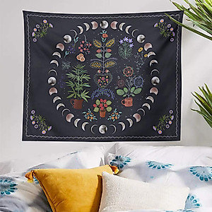 XGXL Botanical Moon Phase Tapestry - Floral Plants Boho Tapestry Wall Hanging Bohemian Mandala Wall Tapestry for Bedroom Aesthetic Home Dorm