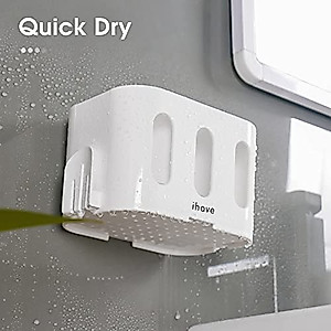 iHave Toothbrush Holders for Bathrooms, Tooth Brush Holder Bathroom Organizer Countertop, Electric Tooth Brushing Holder with 5 Slots and 2 Hanging Holes