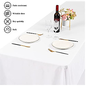 6 Pack Tablecloth 60 x102 inch Polyester Table Cloth for 6 Foot Rectangle Tables,Stain and Wrinkle Resistant Washable Fabric Table Covers Polyester White Table Clothes for Wedding,Party,Banquet