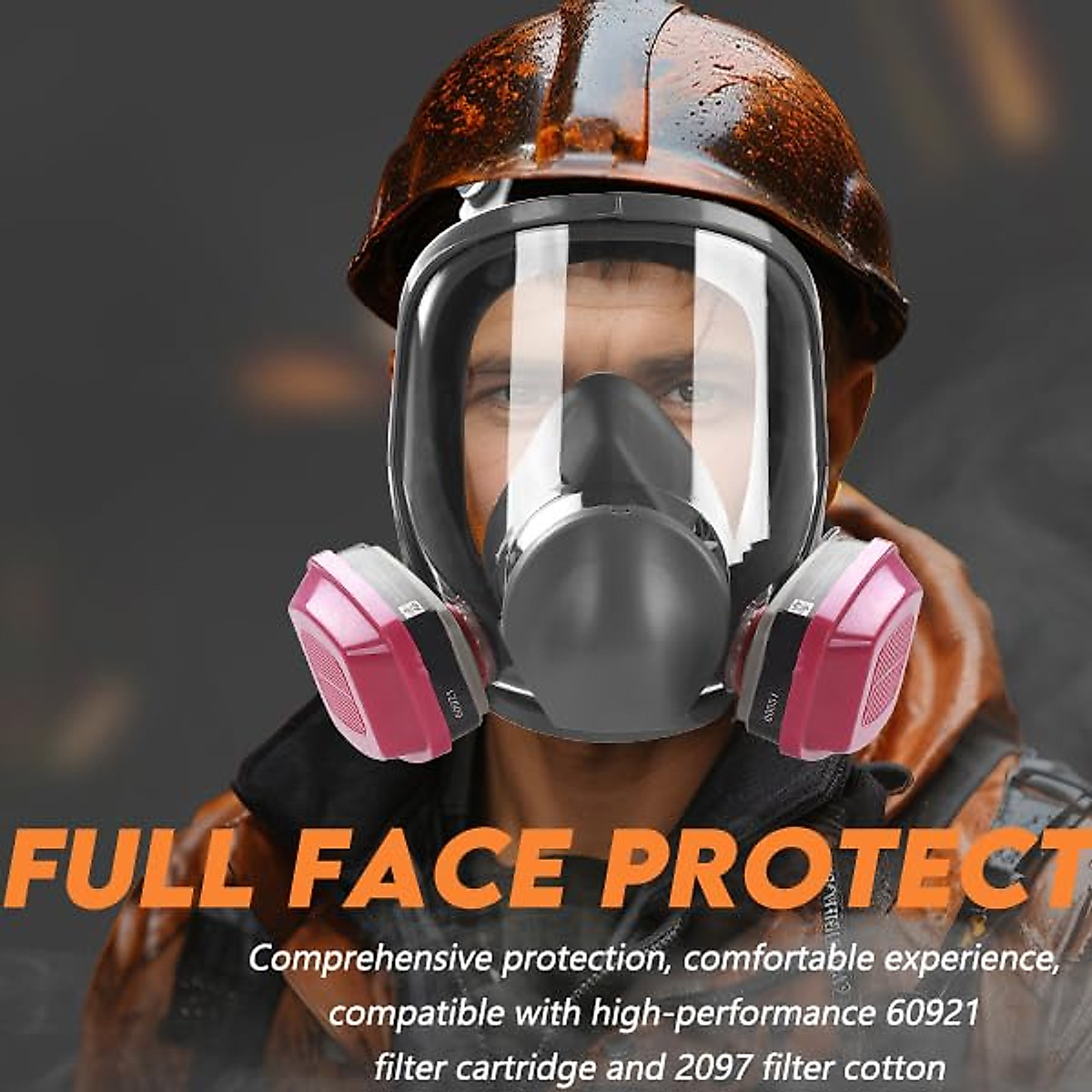 WAKYFLX Full Face Respirator Mask: 6800 Gas mask Respirator Mask with Filters 60921 & 2097 - Dust Mask Anti Fog Against Organic Vapor Fumes Gases for Spray Paint Chemicals Epoxy Resin Welding Sanding