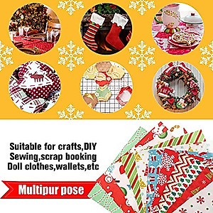 20 Pieces Christmas Cotton Fabric Bundles Sewing Square Christmas Tree Patchwork Precut Snowflake Printed Fabric Scraps for DIY Sewing Quilting Christmas Dress Apron Crafts (10 x 10 Inch)