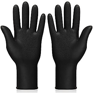 Noverlife 5 Pairs Hair Dye Gloves, Black Reusable Salon Hair Coloring Latex Gloves, Thick Rubber Gloves for Cleaning Cooking Dishwashing
