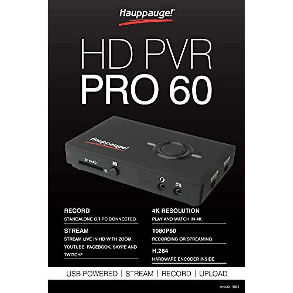 HAUPPAUGE HD PVR Pro 60 HD 4K in/Out 1080P 60fps Capture and Streaming PC Connected and Stand Alone for Zoom Skype YouTube Live and Twitch 1684