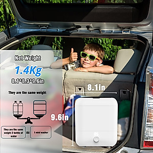 Portable Washing Machine, Rechargeable Cordless Mini Washing Machine with 2000mAh, Charge 1 Time and Up to Use 10 Times, 5L Portable Washer Machine for Baby Clothing, Underwear, Camping, RV Travel