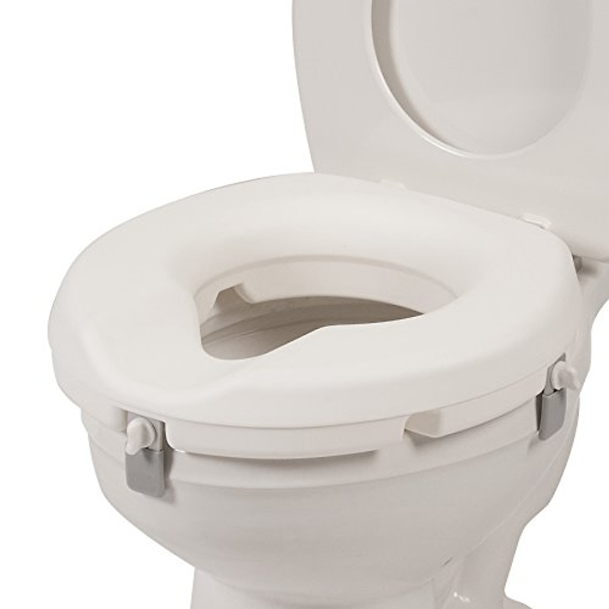PCP Universal Fit 3 Inch Elevated Toilet Seat, Low Profile Rise Height Lift, Tightening Stability Lock, Portable Bath Safety Commode Support