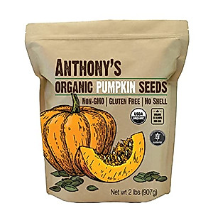 Anthony's Organic Pumpkin Seeds, 2 lb, Gluten Free, Non GMO, No Shell, Unsalted, Raw