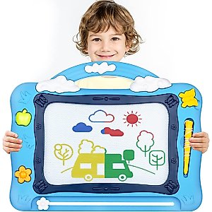 Misscat Toddler Learning Toys for Little Girl Boy, Large Coloring Magnetic Drawing Board Erasable Doodle Sketch Pad with Stampers Cards, Birthday Travel Toys for 3 4 5 6 Years Old Kid