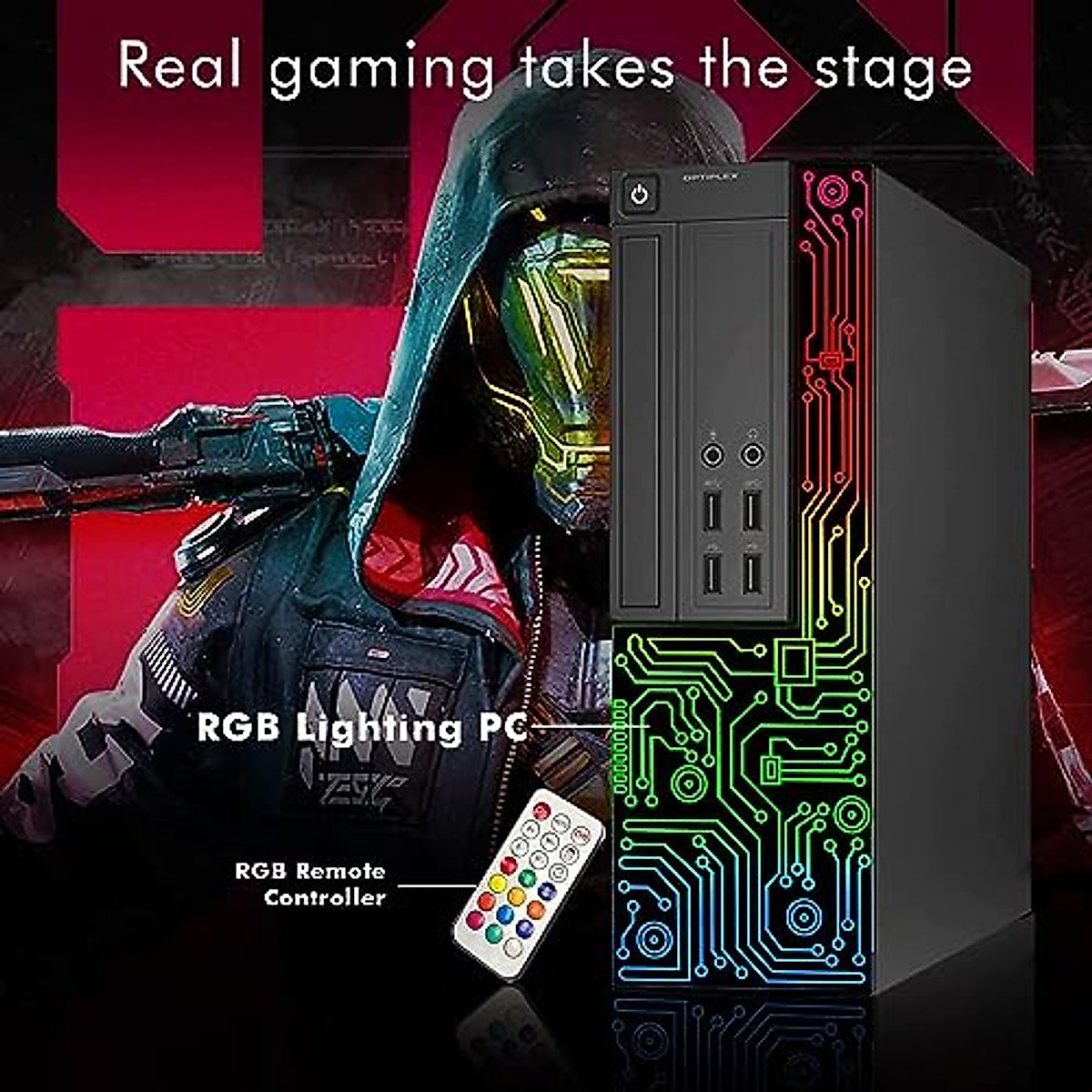 Dell Gaming OptiPlex Desktop RGB Computer PC, Intel Core i7, GeForce GT 1030 2GB GDDR5, 16GB RAM, 512GB SSD, 24 Inch HDMI Monitor, Keyboard Mouse and Headset, WiFi, Windows 10 Pro (Renewed)