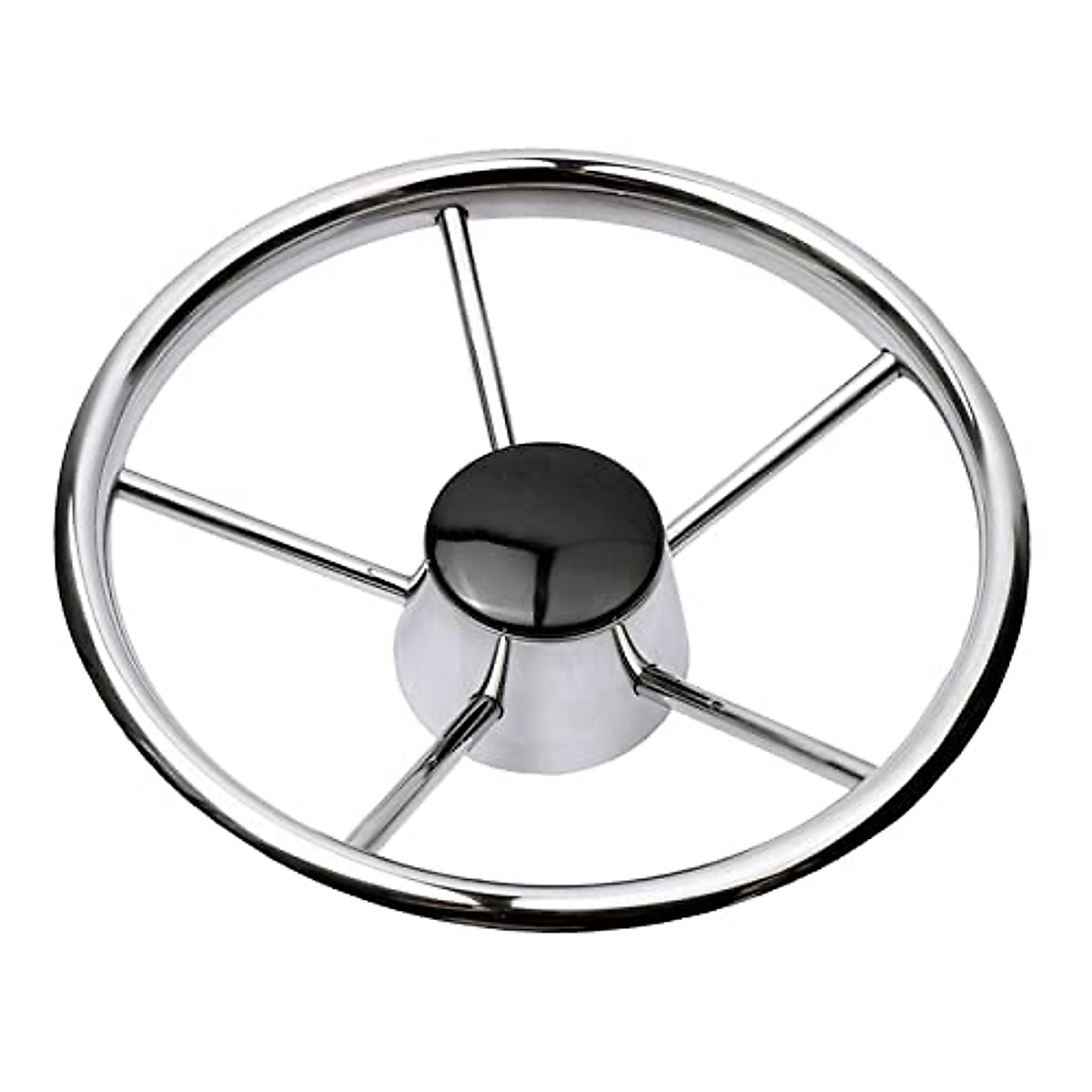 13-1/2“ Boat Steering Wheel Stainless Steel 5 Spoke Destroyer Style Steering Wheel with Knurling for Marine Yacht Boat